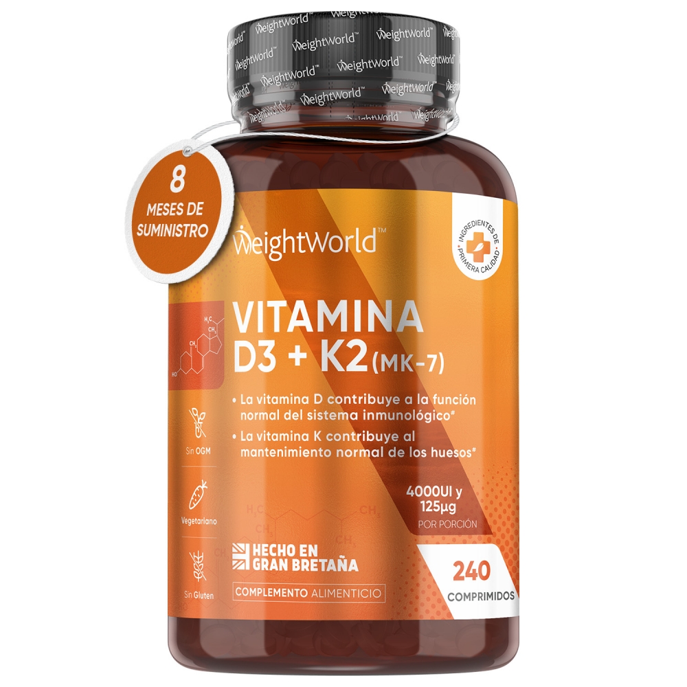 Vitamina D3 y K2 (4000 UI y 125 mcg) - 240 comprimidos