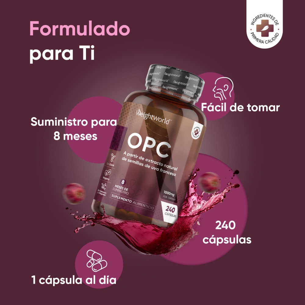 Extracto de Semilla de Uva OPC | 240 cápsulas | 475 mg de OPC por día